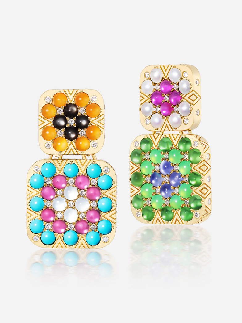 Granny Squares Thelma Earrings | 18k Gold Fine Jewelry | Harwell Godfrey