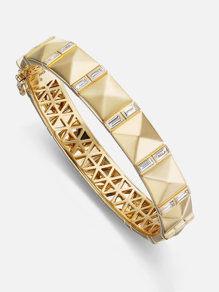 Double Baguette Stud Bangle – Harwell Godfrey Double Baguette Stud Bangle – Harwell Godfrey